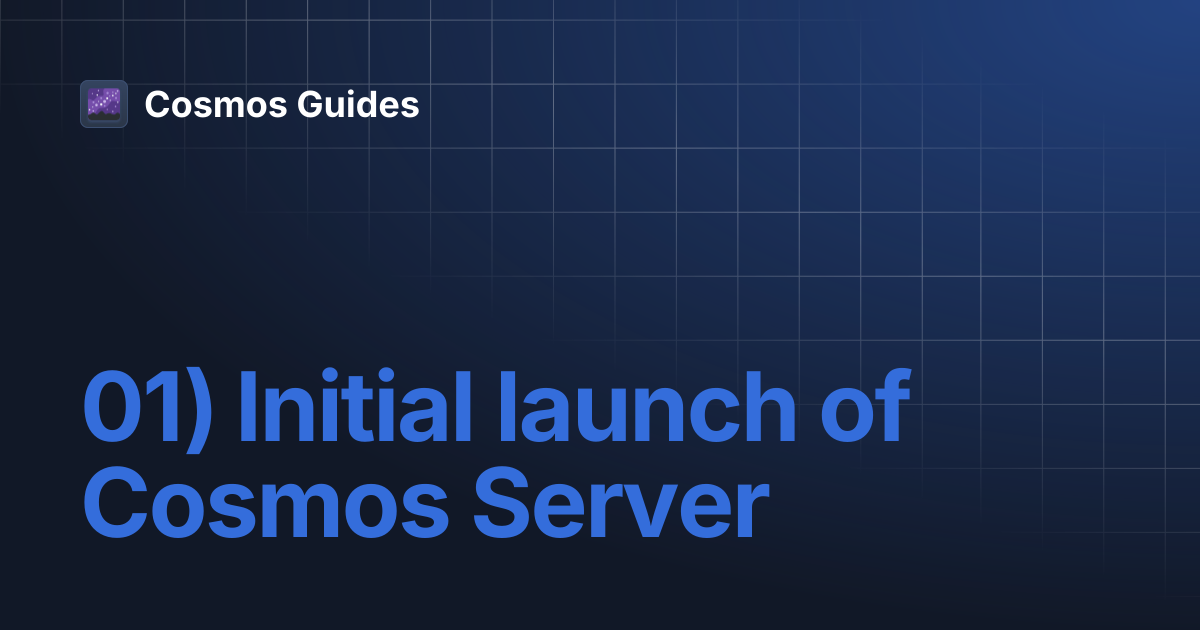 01) Initial launch of Cosmos Server | Cosmos Guides